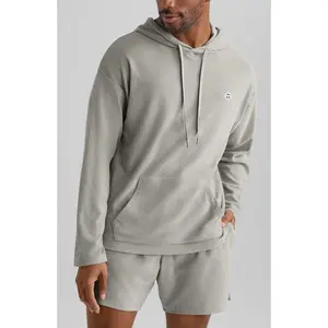 Tommy John Cabana Terry Hoodie With Drawstring Hood And Kangaroo Pocket - Dove