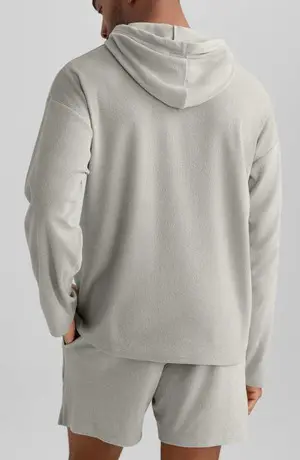Tommy John Cabana Terry Hoodie With Drawstring Hood And Kangaroo Pocket - Dove
