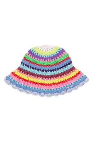 GANNI Crochet Striped Bucket Hat - Multicolour