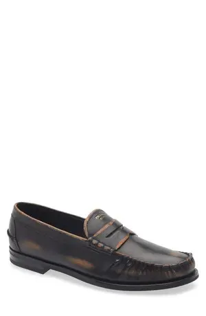 Prada Antiqued Leather Loafer - Nero/cuoio