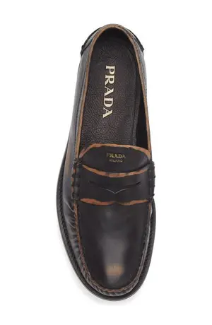 Prada Antiqued Leather Loafer