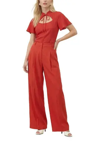 LILY AND LIONEL Camille Flutter Sleeve Top - Red