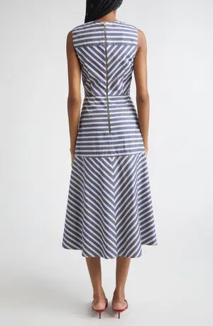 Carolina Herrera Stripe A-line Cotton Midi Dress