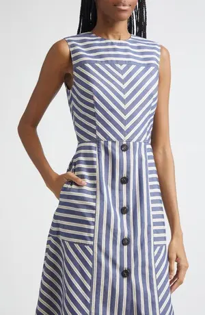Carolina Herrera Stripe A-line Cotton Midi Dress