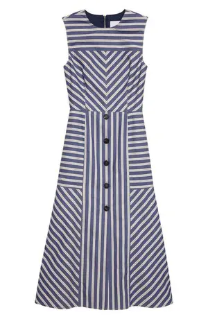 Carolina Herrera Stripe A-line Cotton Midi Dress