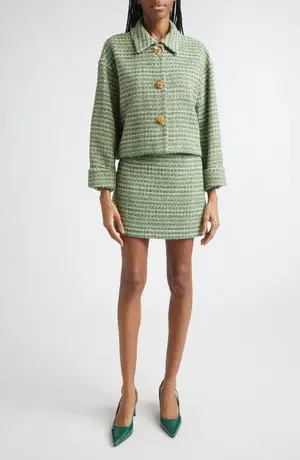 Carolina Herrera Metallic Tweed Crop Jacket