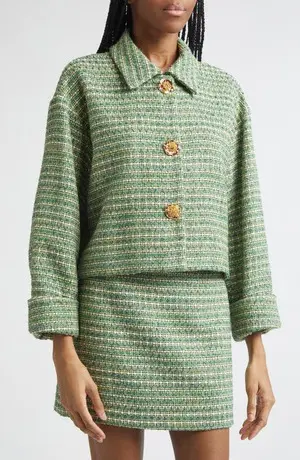 Carolina Herrera Metallic Tweed Crop Jacket
