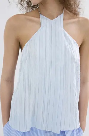 Mango Stripe Crossover Halter Top