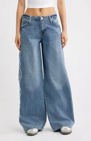 YMI Fit With Love Wide Leg Jeans - Medium Blue