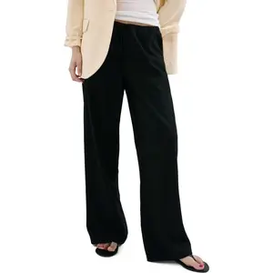 Mango Drawstring Straight Leg Pants - Black