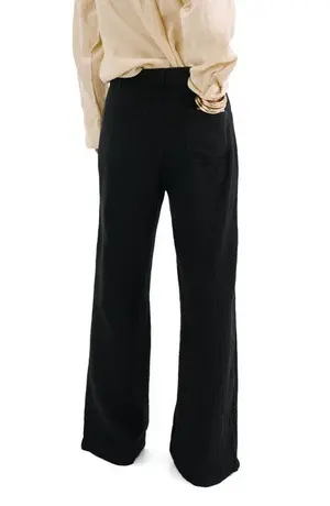 Mango Cotton Double Gauze Straight Leg Pants