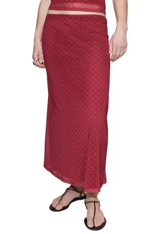 Mango Polka Dot Tulle Maxi Skirt - Red