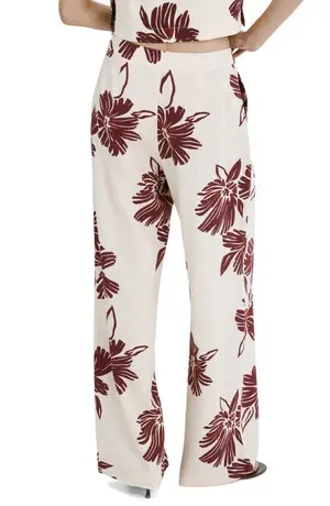 Mango Pleated Print Straight Leg Pants