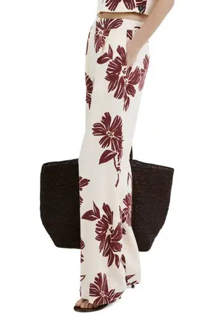 Mango Pleated Print Straight Leg Pants