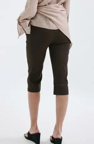 Mango Stretch Linen & Cotton Capri Pants