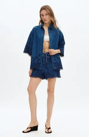 BAYEAS Embroidered Denim Shirt