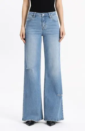 BAYEAS Mid Rise Wide Leg Jeans - Light Blue