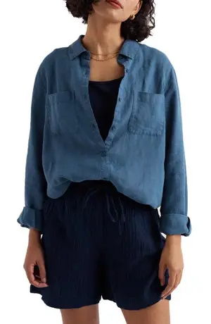 SEASALT CORNWALL Hazel Branch Linen Button-up Shirt