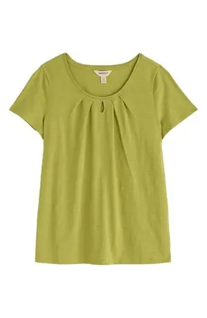 SEASALT CORNWALL Organic Cotton Keyhole T-shirt - Avocado