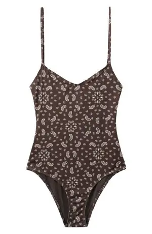 Mango Paisley One-piece Swimsuit - Brown