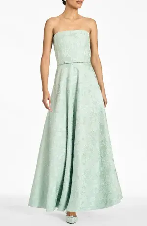SACHIN BABI Sachin & Babi Darian Floral Jacquard Strapless Gown - Celadon