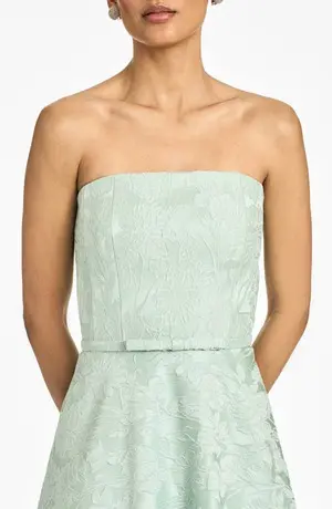 Sachin & Babi Darian Floral Jacquard Strapless Gown