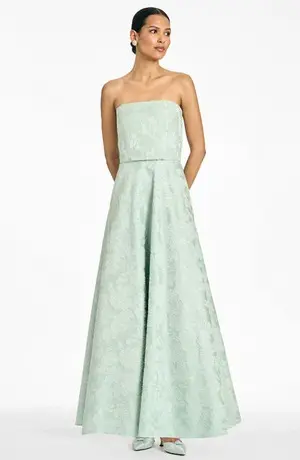 Sachin & Babi Darian Floral Jacquard Strapless Gown