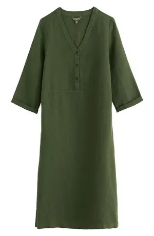 SEASALT CORNWALL Dew Drop Long Sleeve Linen Midi Dress
