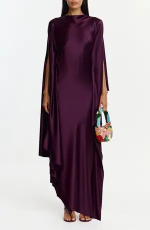 Acler Jarvis Long Sleeve Satin Gown - Fig