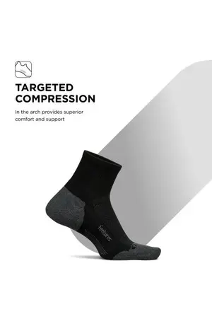 FEETURES Elite Max Cushion Quarter Sock Athletic Running Socks, Targeted Compression