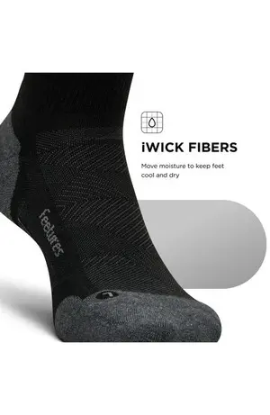 FEETURES Elite Max Cushion Quarter Sock Athletic Running Socks, Targeted Compression