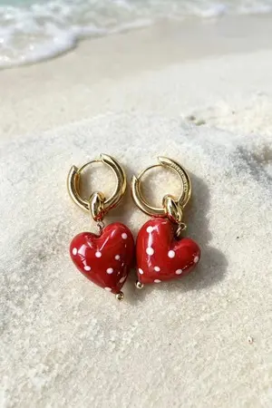 CLASSICHARMS Esmée Heart Drop Earrings With Murano Glass