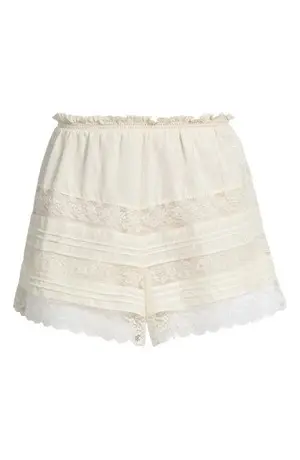 LoveShackFancy Emanuela Silk & Lace Shorts