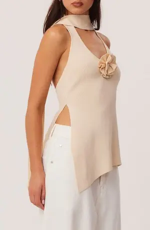SNDYS. Naia Scarf Halter Sweater Tank - Sand
