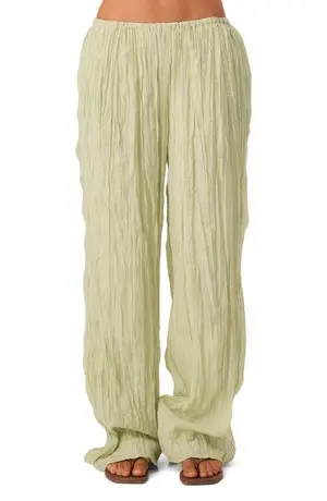 SNDYS. Crinkle Wide Leg Pants - Matcha