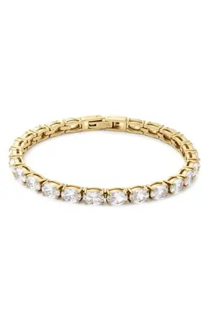 D.LOUISE Oval Cubic Zirconia Tennis Bracelet - Gold