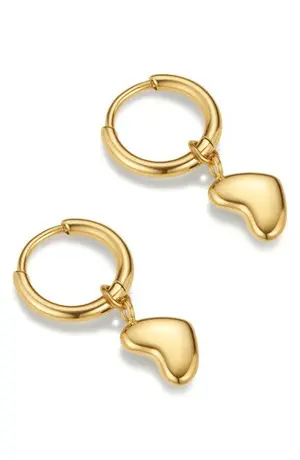 D.LOUISE Bubble Heart Huggie Hoop Drop Earrings