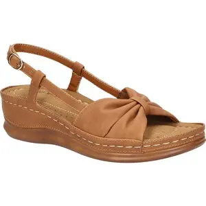 EASY WORKS BY EASY STREET Jupiter Slingback Platform Wedge Sandal - Tan