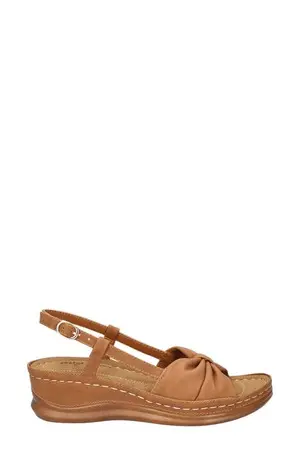 EASY WORKS BY EASY STREET Jupiter Slingback Platform Wedge Sandal - Tan