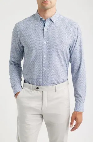 Johnston & Murphy Xc+™ Football Print Performance Button-down Shirt - Navy