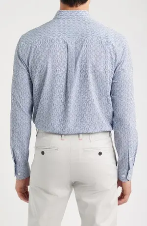 Johnston & Murphy Xc+™ Football Print Performance Button-down Shirt - Navy