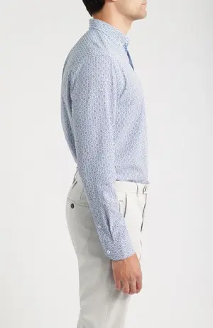 Johnston & Murphy Xc+™ Football Print Performance Button-down Shirt - Navy