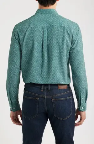 Johnston & Murphy Xc+™ Football Print Performance Button-down Shirt - Green