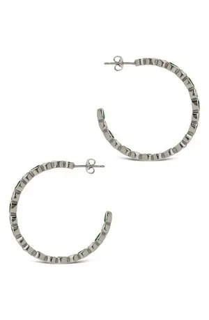 Sterling Forever Bezel Mixed Cubic Zirconia Inside Out Hoop Earrings - Silver