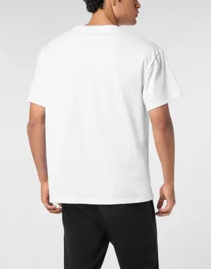 PLEIN SPORT Round Neck T-shirt - White/orange