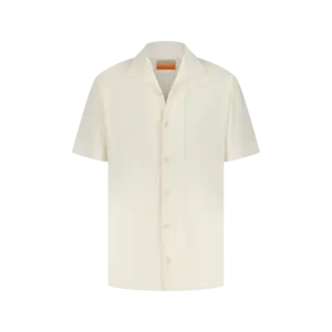 Rivieras Knitted Short Sleeve Shirt With Shark Collar - Ecru