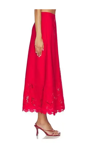 ELLIATT Giovanna A-line Maxi Skirt With Lace Trim