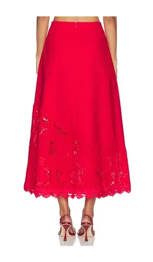 ELLIATT Giovanna A-line Maxi Skirt With Lace Trim