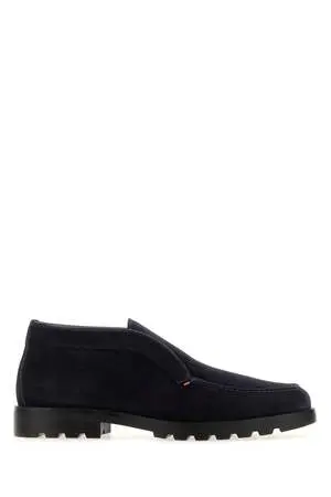 Santoni Navy Bue Suede Desert Slip-ons - Blue