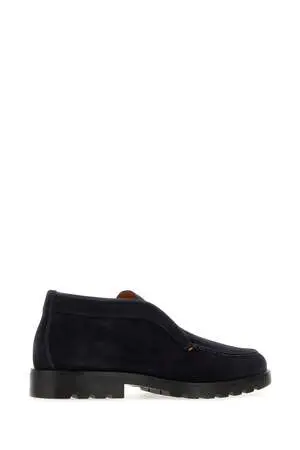 Santoni Navy Bue Suede Desert Slip-ons
